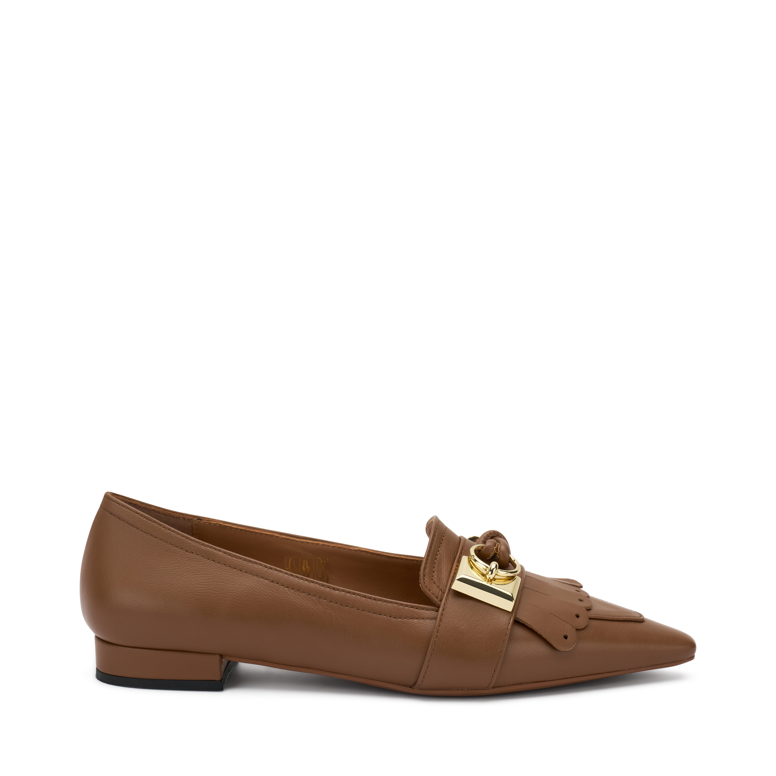 Pointed-toe ballet flats with maxi-fringing, Col. Brown | Frau