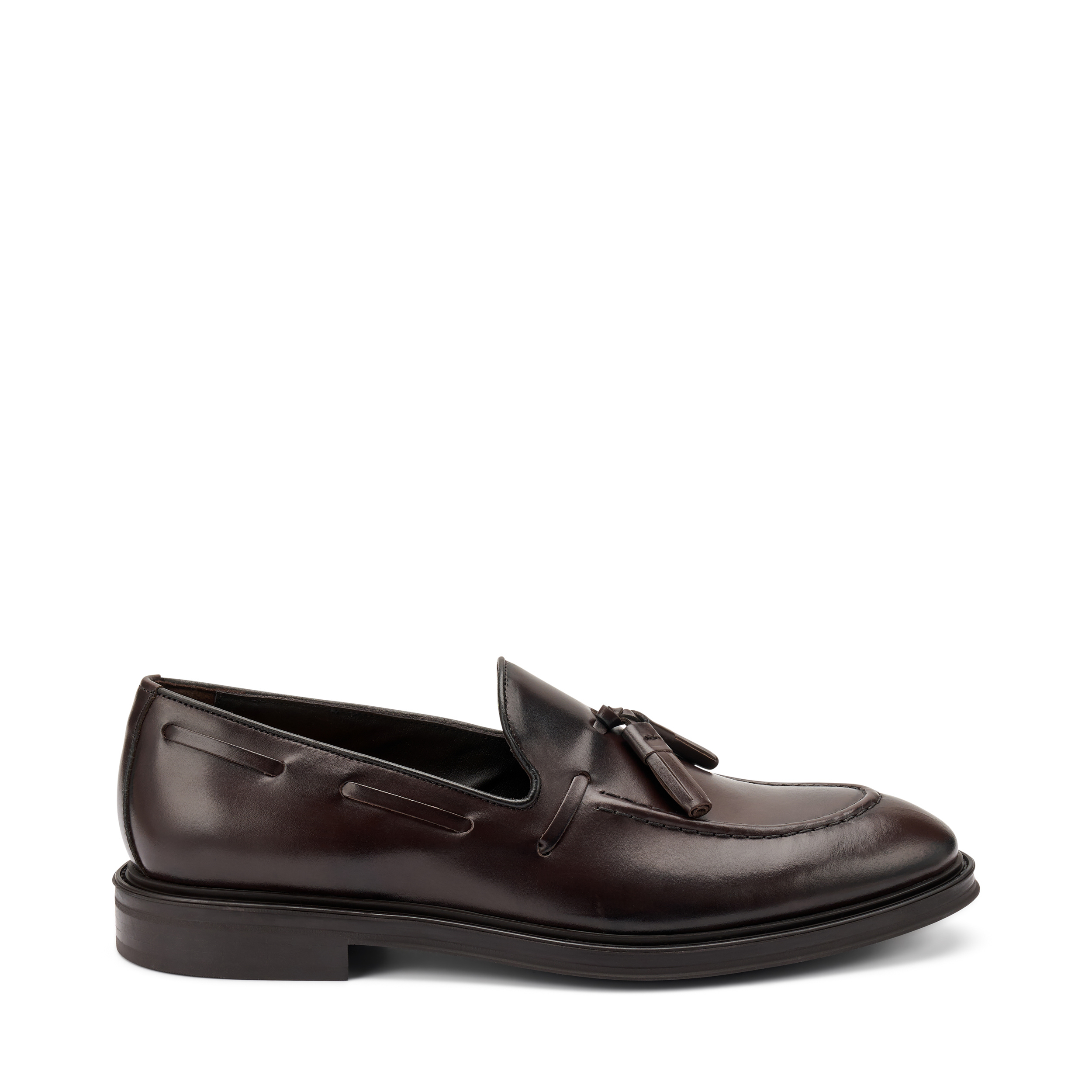 Mocassino con nappine in pelle lucida, Col. Marrone | Frau