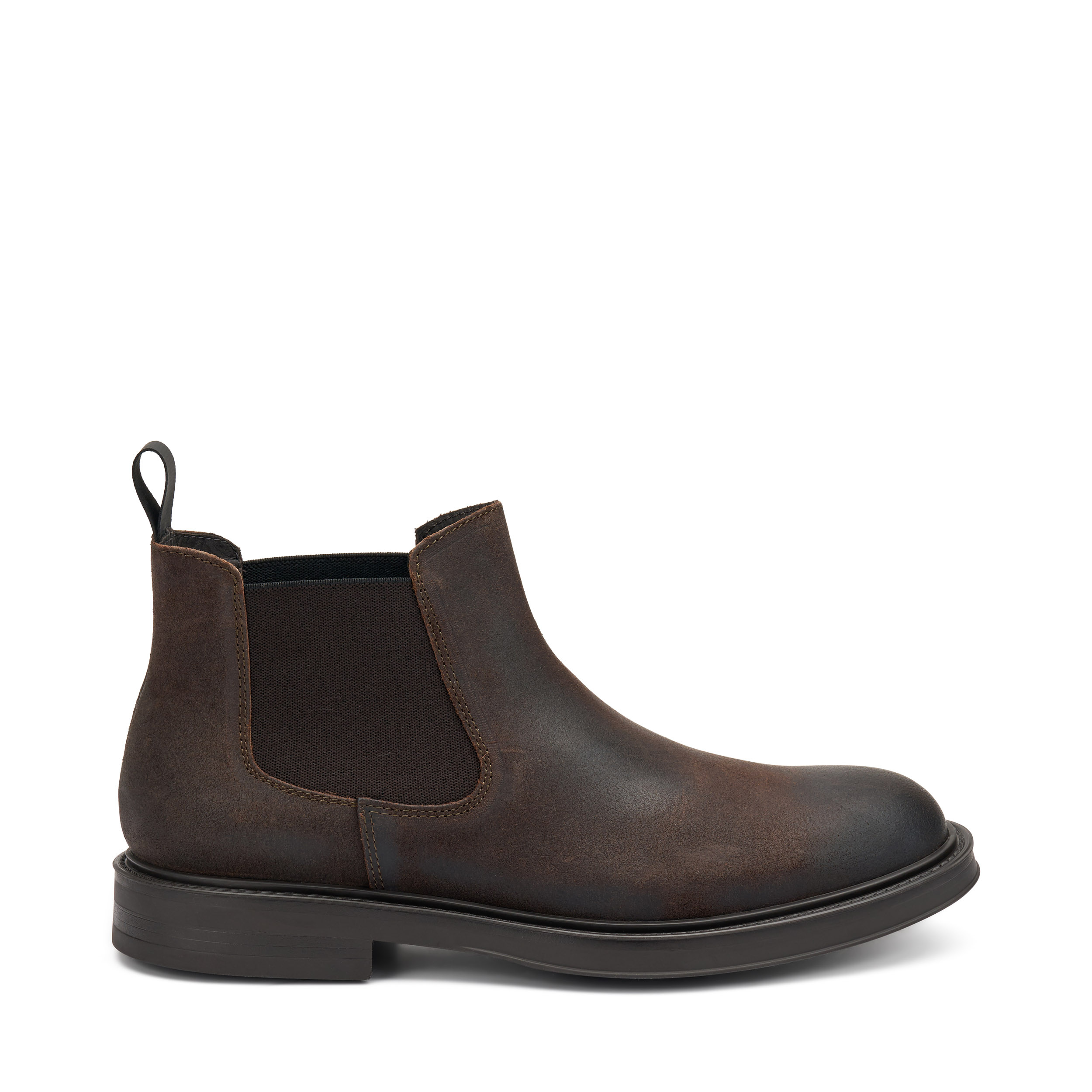 Distressed leather Chelsea boots with tonal elastic, Col. Brown | Frau