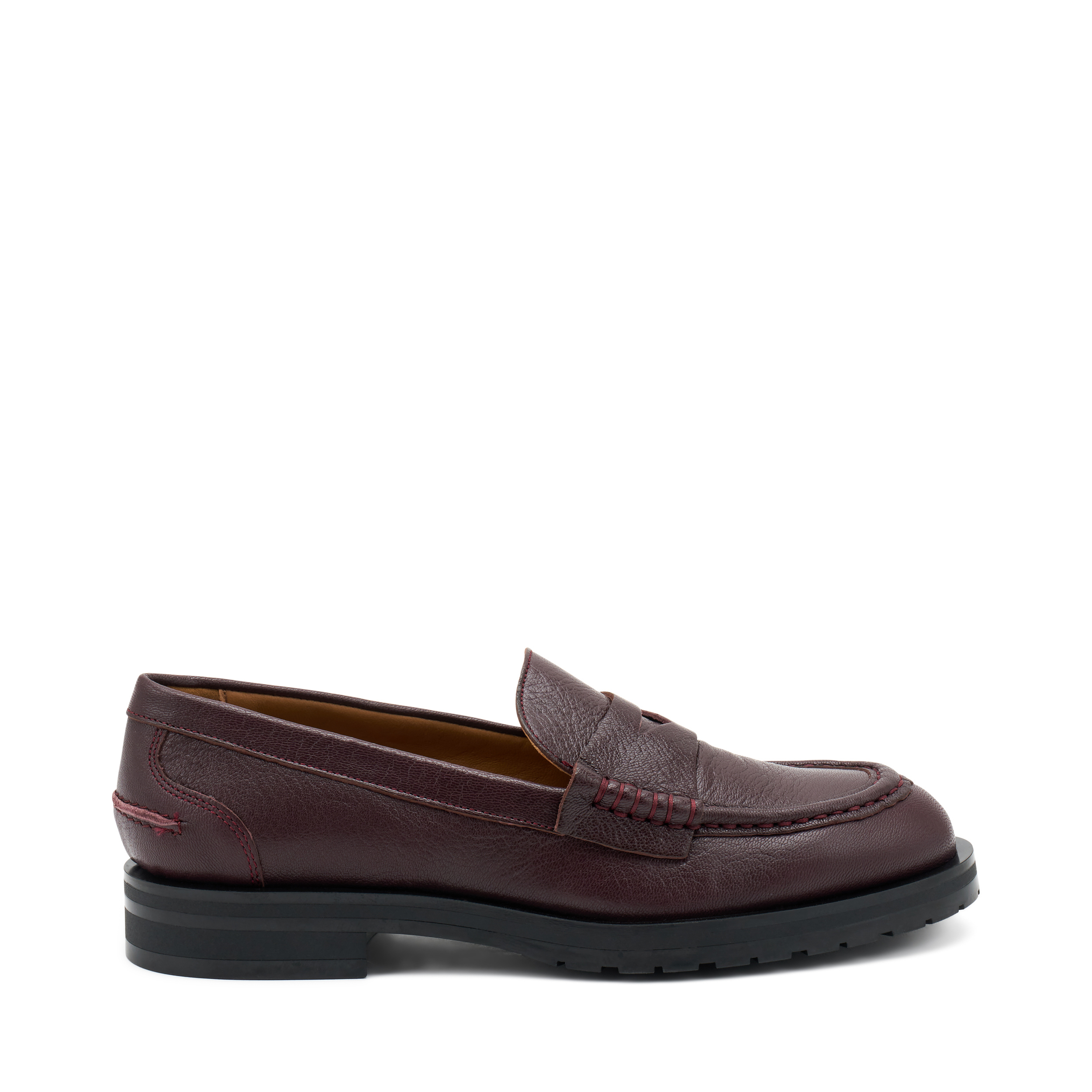 Tumbled leather loafers, Col. Burgundy | Frau