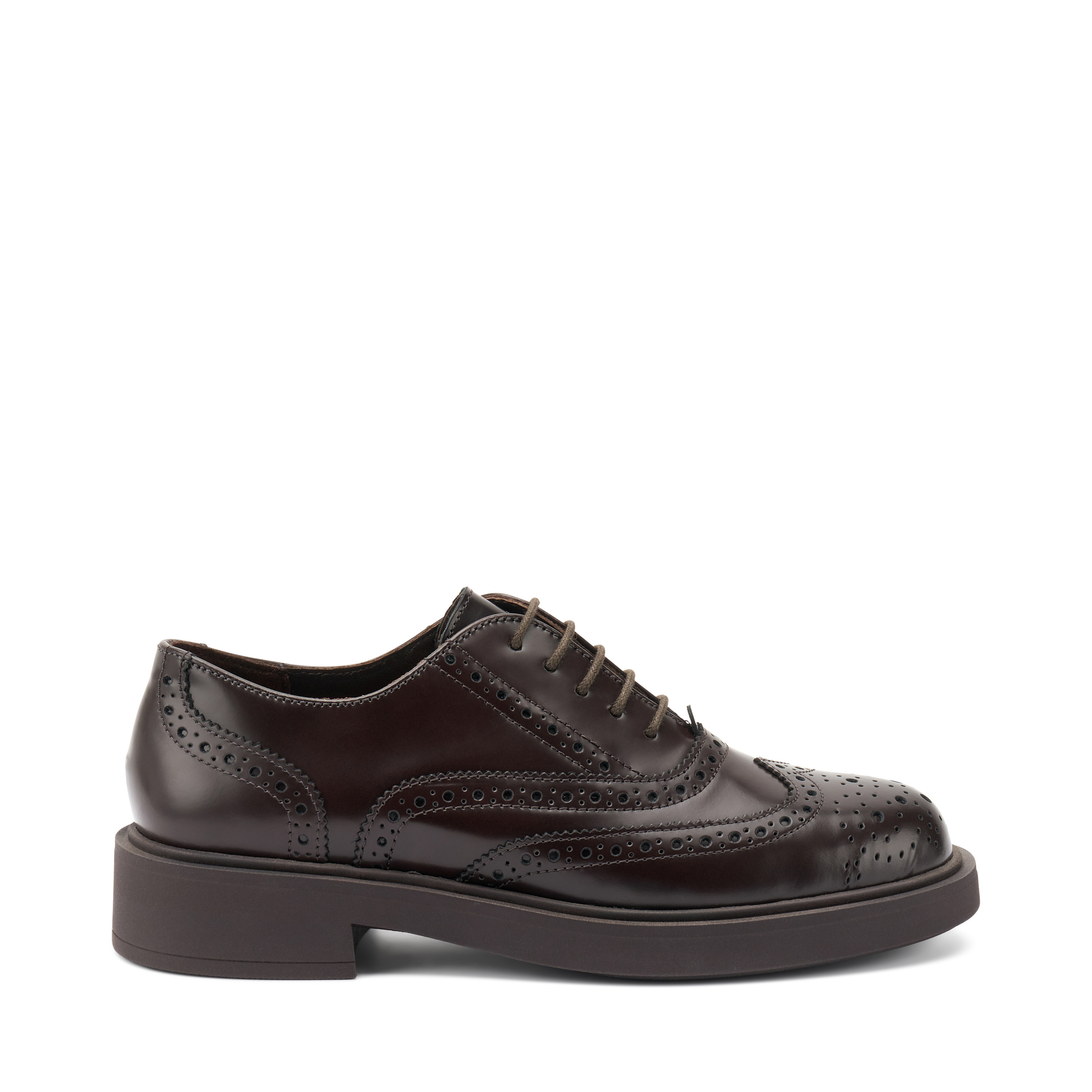 Two-tone lace-up shoes with wing-tip detail, Col. Brown | Frau